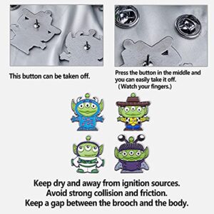 Toy Story Brooch Buzz Lightyear Woody Enamel Lapel Pin Alien Themed Brooch for Children Women Clothing Backpack Hats Bags(alien)