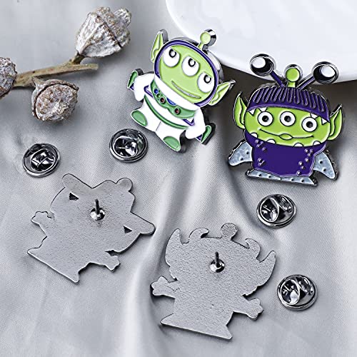 Toy Story Brooch Buzz Lightyear Woody Enamel Lapel Pin Alien Themed Brooch for Children Women Clothing Backpack Hats Bags(alien)