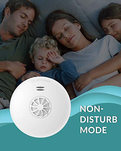 Ecoey Fire Alarms Smoke Detectors, 10-Year Smoke and Heat Detector with Built-in Battery for Home Bedroom, Smoke Detector and Heat Alarm with Easy Install and Test Button, FJ192, 2 Packs