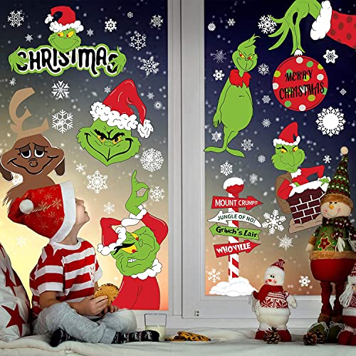 Christmas Window Clings Christmas Window Clings 8Sheet Christmas Decorations Christmas Window Sticker Christmas Window Decals Christmas Window stickers Home School Office Christmas Party Supplies