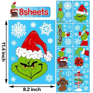 Christmas Window Clings Christmas Window Clings 8Sheet Christmas Decorations Christmas Window Sticker Christmas Window Decals Christmas Window stickers Home School Office Christmas Party Supplies