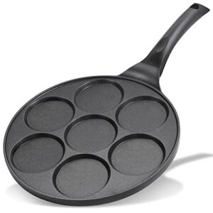 kretaely nonstick pancake pan pancake griddle with 7-mold design mini pancake maker with 100% pfoa free coating-black