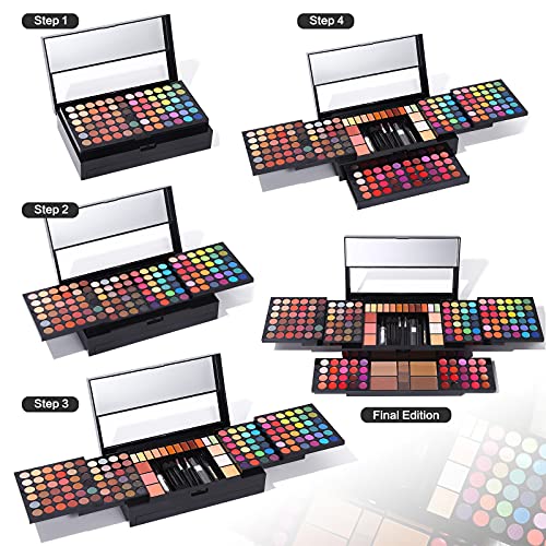 Professional All in One Makeup Kit for Women Full Kit - 186 Colors Make Up Palette Gift Set - Including Eyeshadow, Lip Gloss, Concealer, Highlighter, Contour, Brow Powder, Mascara, Blush & Brush