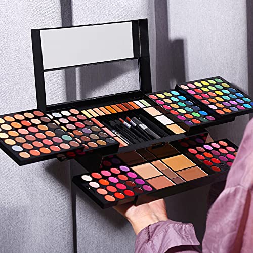 Professional All in One Makeup Kit for Women Full Kit - 186 Colors Make Up Palette Gift Set - Including Eyeshadow, Lip Gloss, Concealer, Highlighter, Contour, Brow Powder, Mascara, Blush & Brush