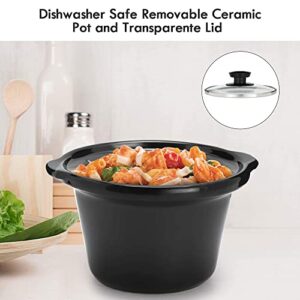 Double Slow Cooker, Buffet Servers and Warmers, Dual 2 Pot Slow Cooker Food Warmer, Adjustable Temp Dishwasher Safe Removable Ceramic Pot Glass Lid, 2 x 1.25 QT Portable Small Crock Cooker