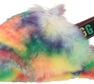 UGG All Gender Adult Fluff Yeah Pride Slipper, Rainbow, Women's Size 5 / Men's Size 3