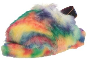 ugg all gender adult fluff yeah pride slipper, rainbow, women's size 5 / men's size 3