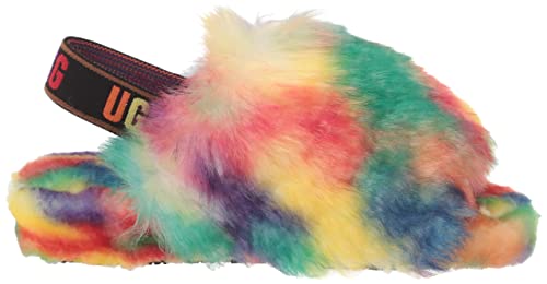 UGG All Gender Adult Fluff Yeah Pride Slipper, Rainbow, Women's Size 5 / Men's Size 3