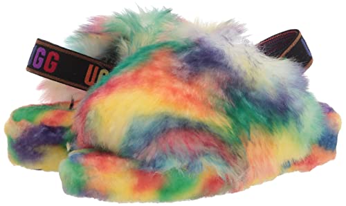 UGG All Gender Adult Fluff Yeah Pride Slipper, Rainbow, Women's Size 5 / Men's Size 3