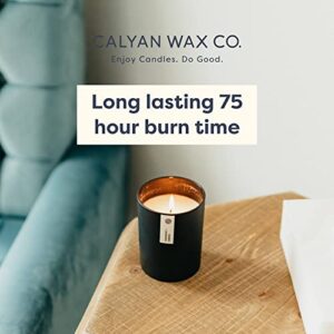 Calyan Wax Soy Candle | Redwood + Vanilla Scented Candle for The Home | Premium Candle with Essential Oils | 10.2 oz 50 Hour Burn Time | Soy Candle in Black Jar | Gift for Men, Stress Relief