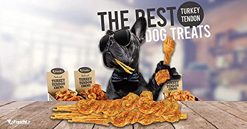 AFreschi Turkey Tendon for Dogs, 2 Rope in a Pack and 2 Pretzel in a Pack, Ingredient Sourced from USA, Alternative to Rawhide, Premium All-Natural, Hypoallergenic, Dog Chew Treat, Easy to Digest