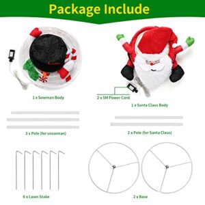 Lighted Snowman Outdoor Christmas Decorations, Set of 2 Collapsible 36 Inch Snowman 32 Inch Santa 100 LEDs Plug-in Power Fluffy Foldable Pop Up Holiday Display for Christmas Indoor Outdoor Yard Décor