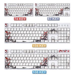 MOLGRIA Keycaps 110 Set for Full Size Mechanical Keyboard, Custom PBT OEM Profile Key caps Japanese Style with Keycap Puller for Cherry MX 104/87/71/61 60 Percent Keyboard(Plum Blossom)