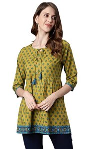 janasya indian women's green cotton tunic(jne3688-tu-s)