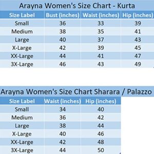 Arayna Women's Cotton Printed Straight Kurti Palazzo Pants Set With Dupatta, Blue, XX-Large