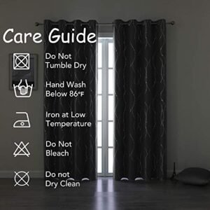 SMILE WEAVER Blackout Curtains for Living Room 63 Inches Long 2 Panels,Room Darkening Curtains Grommet Noise Reducing Thermal Insulated Window Treatment Star Drapes for Kids' Bedroom(Grey,52Wx63L)