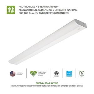 ASD LED Under Cabinet Lighting, 48 inch 24W 1758 LM, Dimmable Hardwired Under Cabinet Lights for Kitchen, 3000K Soft/4000K Cool/5000K Daylight, Under Counter Light Fixtures, ETL Energy Star White