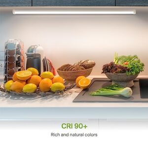 ASD LED Under Cabinet Lighting, 48 inch 24W 1758 LM, Dimmable Hardwired Under Cabinet Lights for Kitchen, 3000K Soft/4000K Cool/5000K Daylight, Under Counter Light Fixtures, ETL Energy Star White