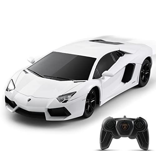 SainSmart Jr. x Rastar Remote Control Car, 1:24 Scale Aventador Coupe Race Toy Car, RC Hobby Model Vehicle for Boys, Girls and Adults, White