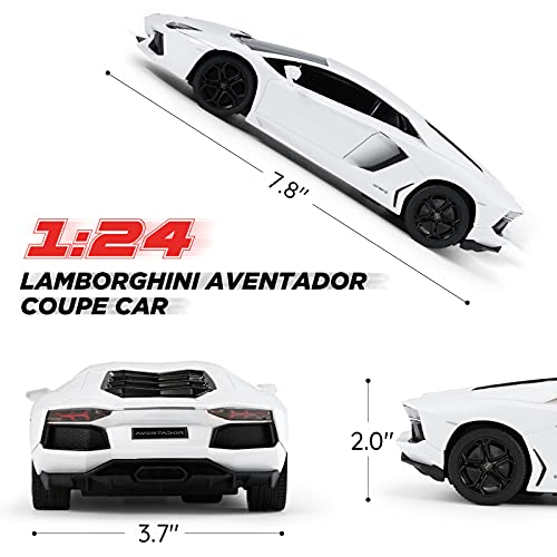 SainSmart Jr. x Rastar Remote Control Car, 1:24 Scale Aventador Coupe Race Toy Car, RC Hobby Model Vehicle for Boys, Girls and Adults, White