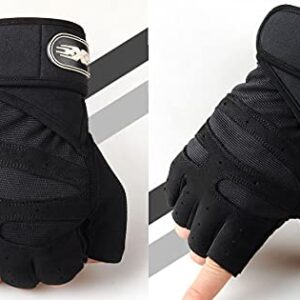 SUJAYU Workout Gloves, Gym Gloves for Men, Wrist Wraps Lifting Wrist Wraps Gloves for Working Out, Hand Out Gloves Fitness Gloves Full Palm Protection (Black, M)