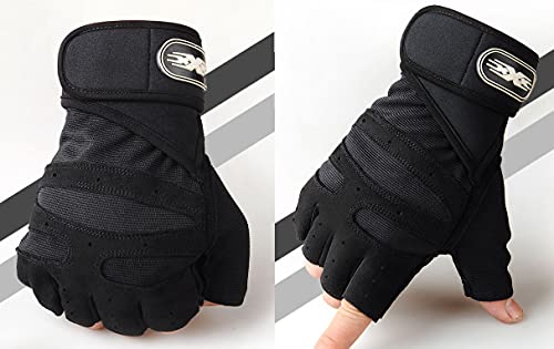 SUJAYU Workout Gloves, Gym Gloves for Men, Wrist Wraps Lifting Wrist Wraps Gloves for Working Out, Hand Out Gloves Fitness Gloves Full Palm Protection (Black, M)