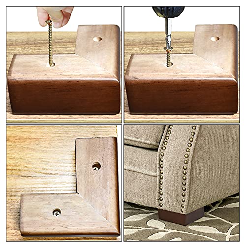 AORYVIC Wooden Bed Riser 2 inch Sofa Feet for Furniture L Shaped Couch Feet Dresser Leg Set of 4