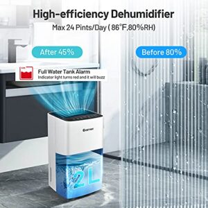 COSTWAY Dehumidifier for Large Room and Basements, 1500 Sq. Ft Portable 24 Pints Dehumidifier with 3 Modes, 2 Speeds, 12H Timer, Auto or Manual Drainage, 0.5 Gallon Water Tank, 4 Wheels for Home and Basements