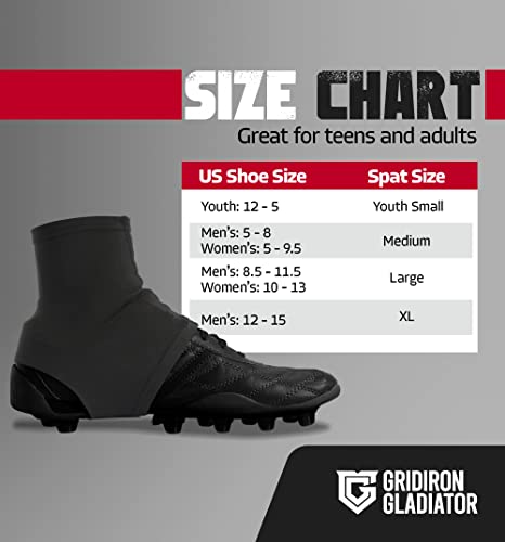 Gridiron Gladiator Cleat Covers - Football Spats - Football Cleat Socks - Cleat Spats for Soccer, Baseball & Softball