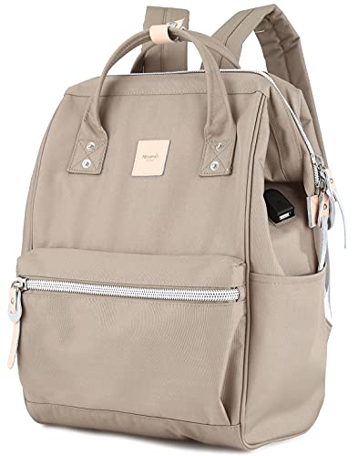 himawari Laptop Backpack for Women&Men Travel Backpack With USB Charging Port Large Business Bag Water Resistant College Bag Computer Bag Doctor Bag (1881-Khaki, Regular)