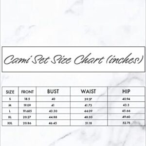 Belle's Design Women's Sexy Floral Satin Silk Cami Shorts set 2 Piece Pajama Bridal Lingerie Sleepwear (White, X-Large)