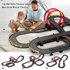 Slot Car Race Track Set Electric Powered Super Loop Speedway with Four Cars for Kids with Sounds and Light Dual Racing Adult-Slot Car Set