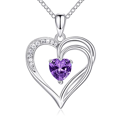 AM ANNIS MUNN 925 Sterling Silver Necklaces for Women Birthstone Heart Necklace Womens Jewelry Gifts for Her Women