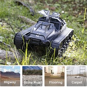 Supdex RC Tank Car, 1:12 Remote Control Crawler 12KM/H High Speed Tank, 2.4Ghz RC Rock Crawler Off-Road 4WD 360°Rotating Drifting Car with Rechargeable Battery,Military Truck Toy for Adults and Kids