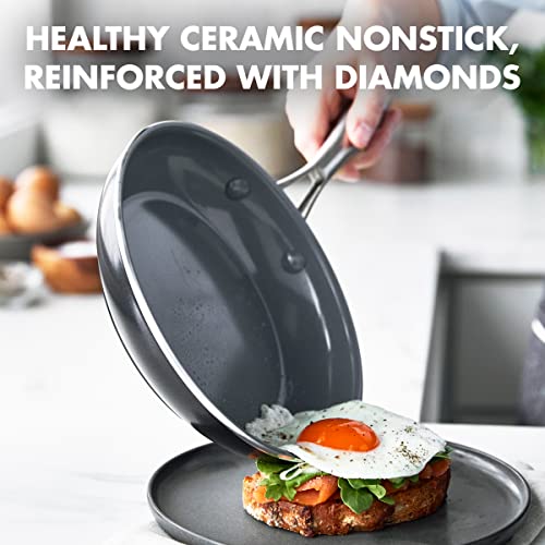 GreenPan Swift Healthy Ceramic Nonstick, 8" Frying Pan Skillet, Stainless Steel Handle, PFAS-Free, Dishwasher Safe, Oven Safe, Black