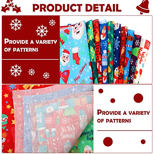 20 Pieces Christmas Fabric Fat Quarters Christmas Fabric Bundles Precut Fabric Squares Christmas Tree Snowflake Printed Fabric Scraps for Dress Apron DIY Crafts (Vivid Pattern, 10 x 10 Inch)