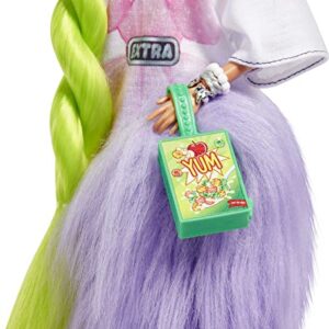 Barbie Extra Doll and Barbie Accessories with Neon Green Hair, Feather Boa and Pet Parrot