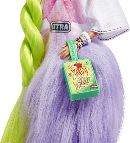 Barbie Extra Doll and Barbie Accessories with Neon Green Hair, Feather Boa and Pet Parrot