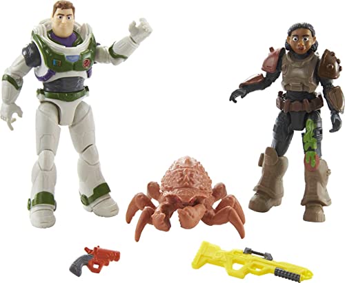 Mattel Lightyear Toys Toy Figures and Accessories, 5-in Scale Izzy & Buzz Figures, Oversized Bug & Blasters