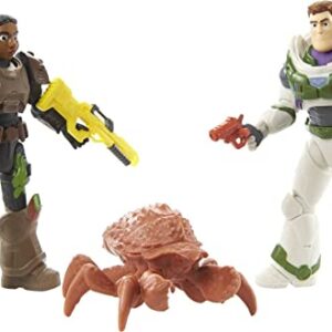 Mattel Lightyear Toys Toy Figures and Accessories, 5-in Scale Izzy & Buzz Figures, Oversized Bug & Blasters