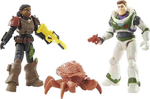 Mattel Lightyear Toys Toy Figures and Accessories, 5-in Scale Izzy & Buzz Figures, Oversized Bug & Blasters