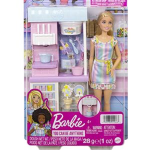 Barbie Careers Doll & Accessories, Ice Cream Shop Playset with Blonde Doll, Ice Cream Machine, Molds, Dough & More