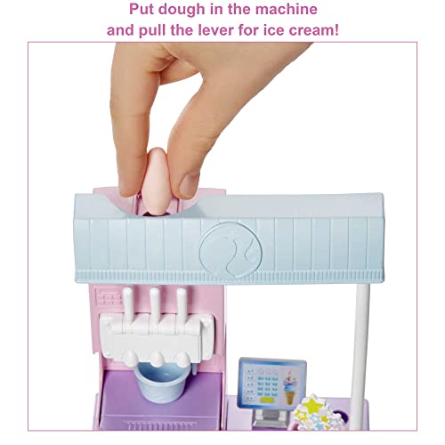 Barbie Careers Doll & Accessories, Ice Cream Shop Playset with Blonde Doll, Ice Cream Machine, Molds, Dough & More