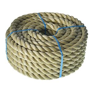 3/4 inch x 50 feet twisted promanila - unmanila rop, 3 strand synthetic polypropylene rope cordage for weather-resistant decor, crafts, sporting, and landscaping