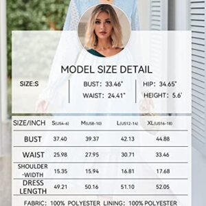 BTFBM Women's Casual Party Summer Fall Dresses 2023 Long Sleeve Wrap V Neck Swiss Dot Swing A-Line Maxi Dress with Belt(Swiss Dot Light Blue, Small)