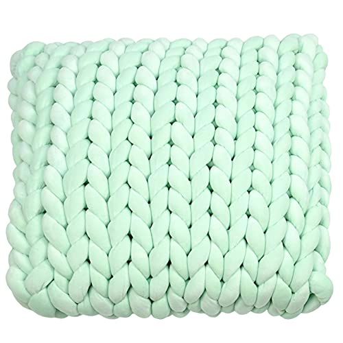 Casaphoria Chunky Yarn for Hand Arm Knitting Blanket,Super Soft Giant Yarn Cotton Tube Yarn,Washable Velvet Jumbo Crochet DIY Yarn for Pet Bed,Bulky Yarn for Pillow(Green,2Lbs)