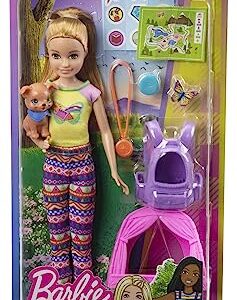 Barbie It Takes Two Stacie Doll & Accessories, Camping Playset with Doll, Pet Tent, Puppy, Sticker Sheet & Accessories