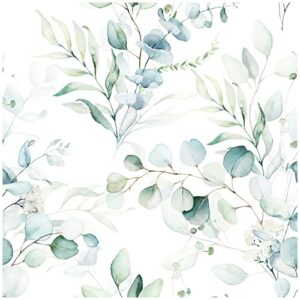 floralplus peel and stick wallpaper boho eucalyptus leaf wallpaper removable wallpaper peel and stick floral stick on wallpaper for bedroom home decor 17.7x118in