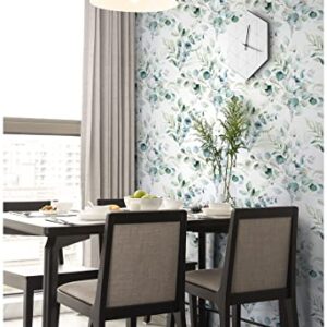 Floralplus Peel and Stick Wallpaper Boho Eucalyptus Leaf Wallpaper Removable Wallpaper Peel and Stick Floral Stick On Wallpaper for Bedroom Home Decor 17.7x118in