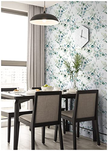 Floralplus Peel and Stick Wallpaper Boho Eucalyptus Leaf Wallpaper Removable Wallpaper Peel and Stick Floral Stick On Wallpaper for Bedroom Home Decor 17.7x118in